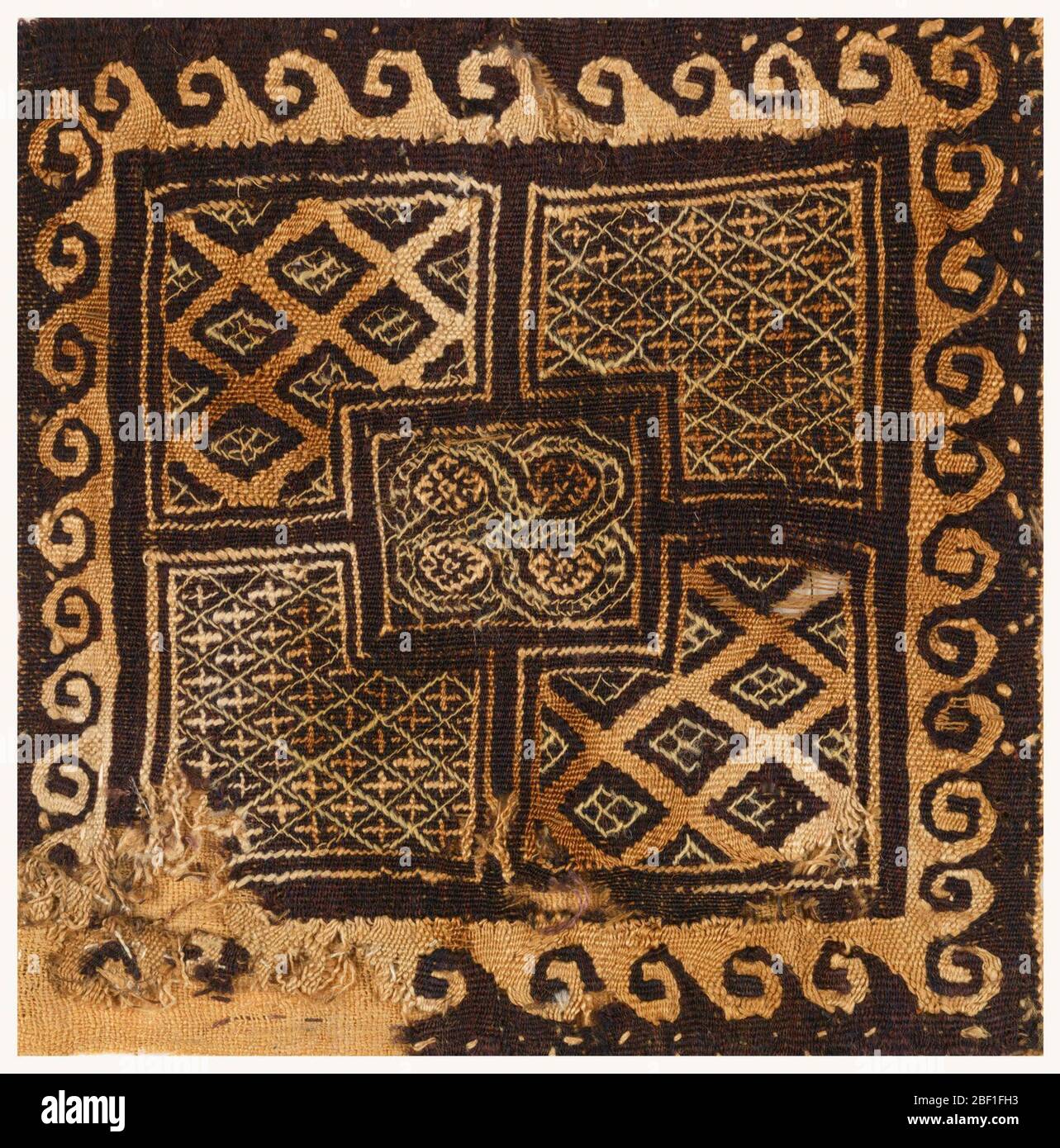 Medallion. Tapestry square mounted on plain weave linen. A square at ...