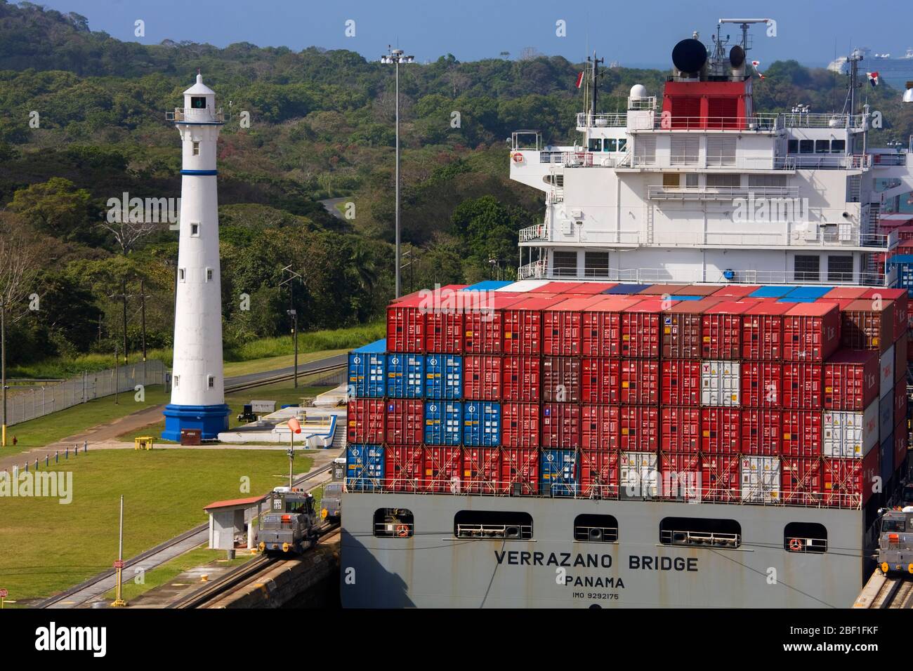 Gatun Locks Lighthouse, Panama Canal, Panama, Central America Stock ...
