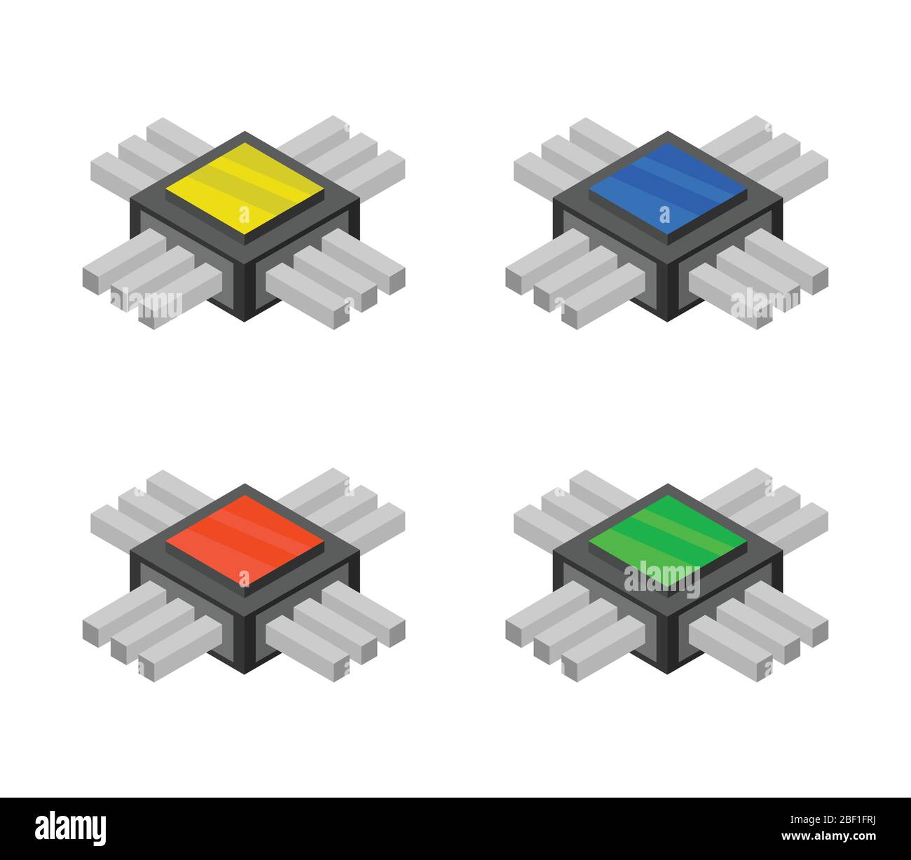 isometric microchip icon illustrated in vector on white background ...