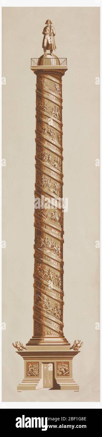 Column Place Vendome Paris. Vertical rectangle, with representation of ...