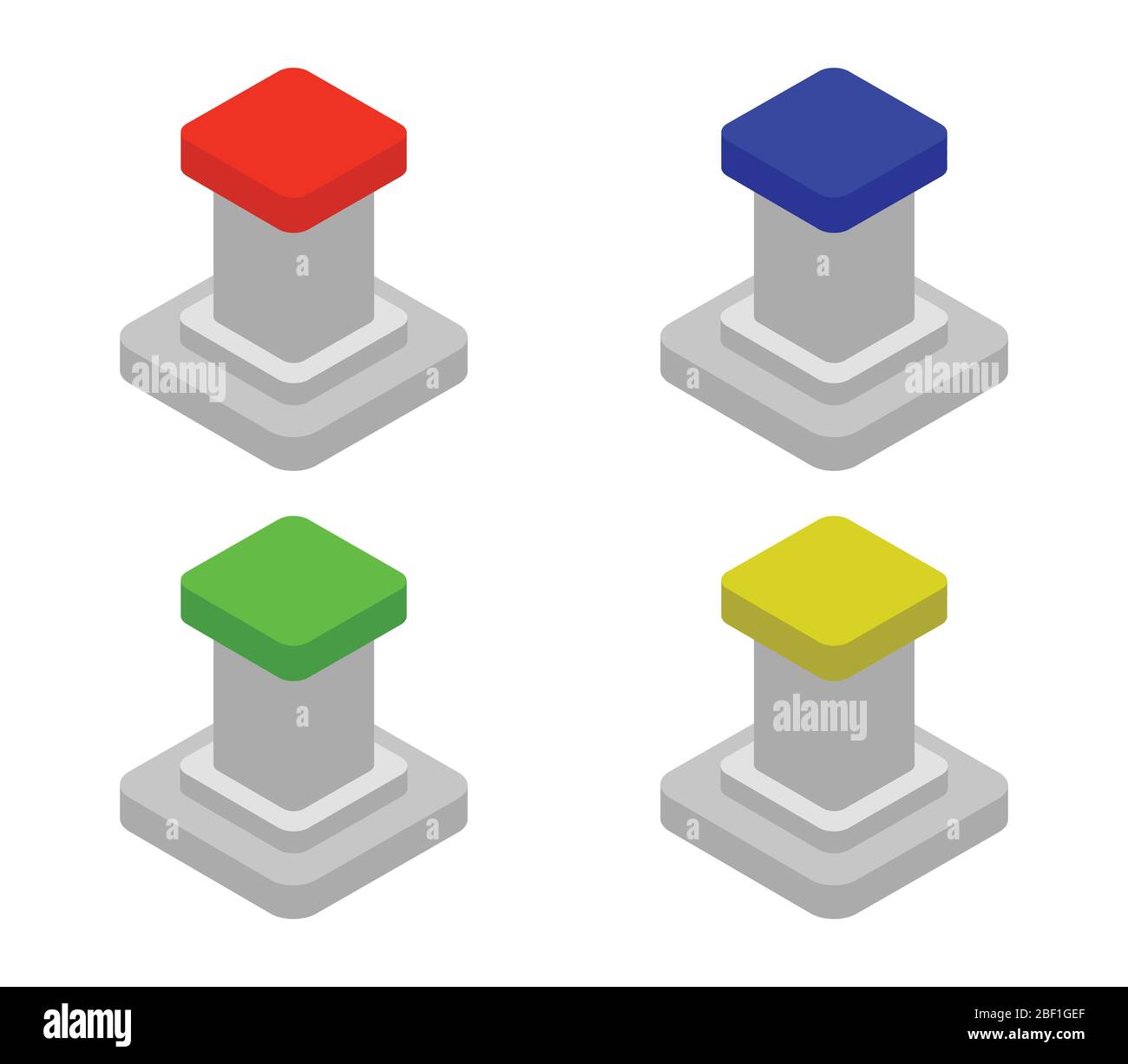 isometric button icon illustrated in vector on white background Stock ...