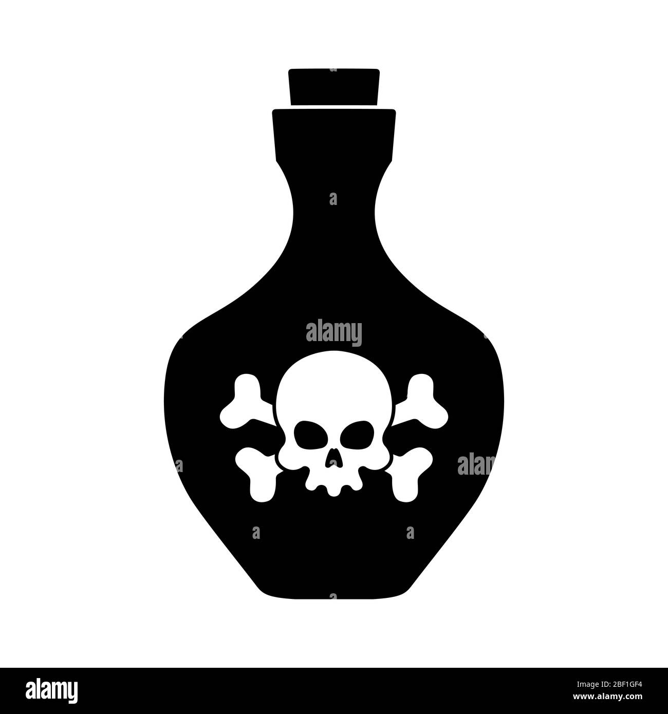 Icon of a bottle of poison and skull with crossbones on a white ...