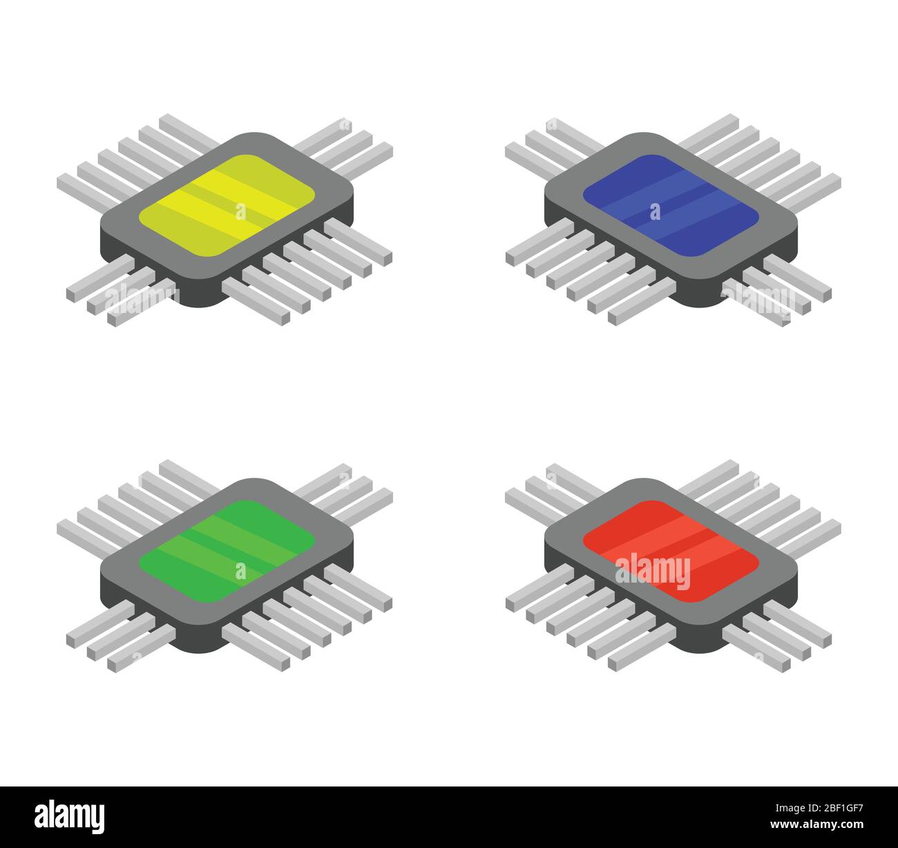 isometric microchip icon illustrated in vector on white background ...