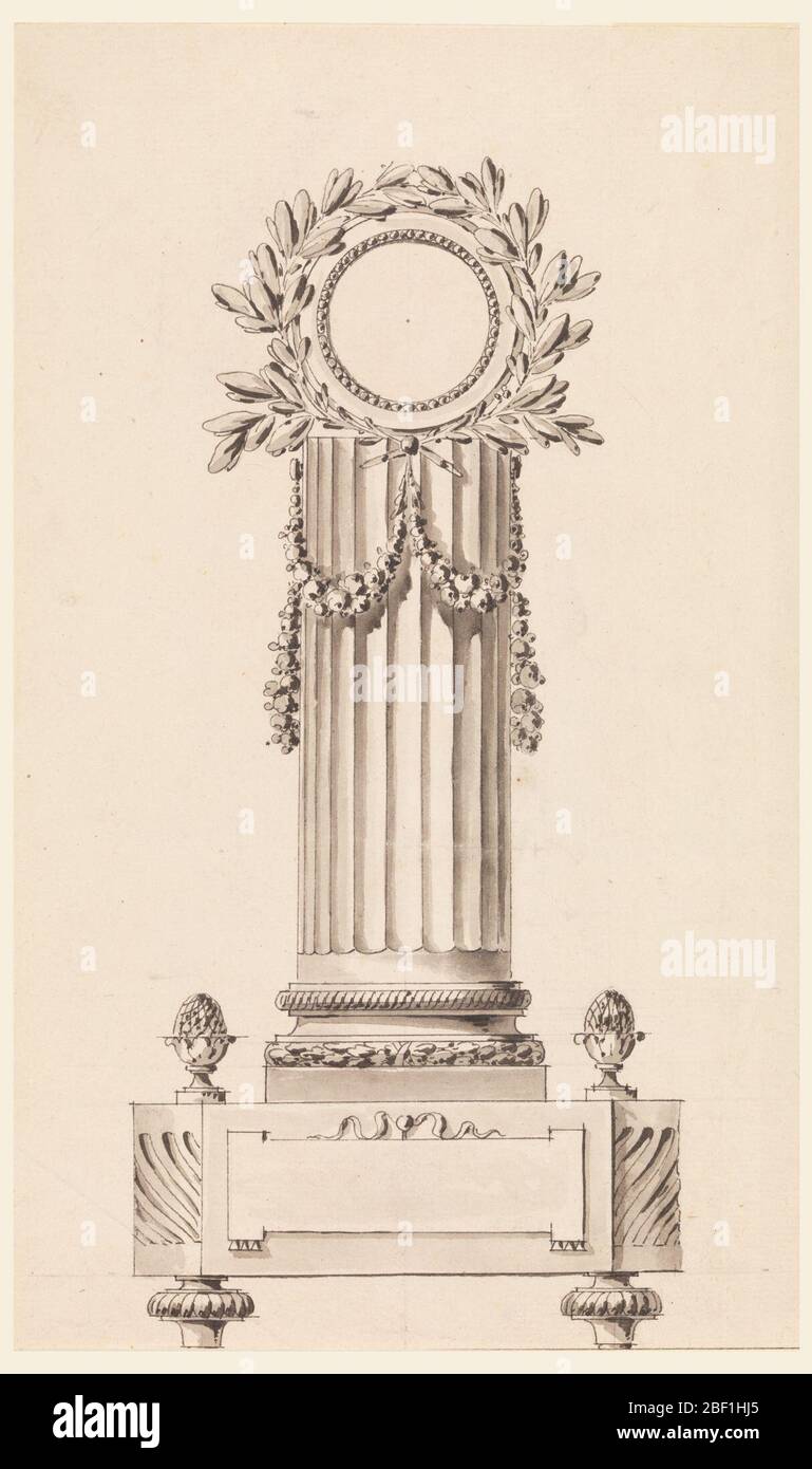 Design for a Table Clock. Frontal view: A circular frame for dial ...