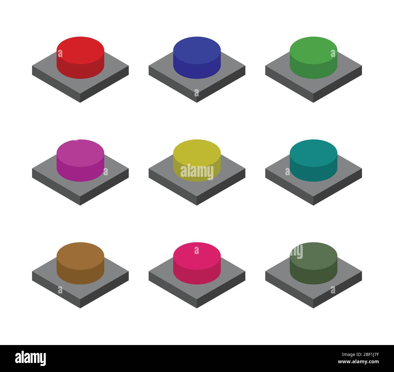 isometric button icon illustrated in vector on white background Stock ...