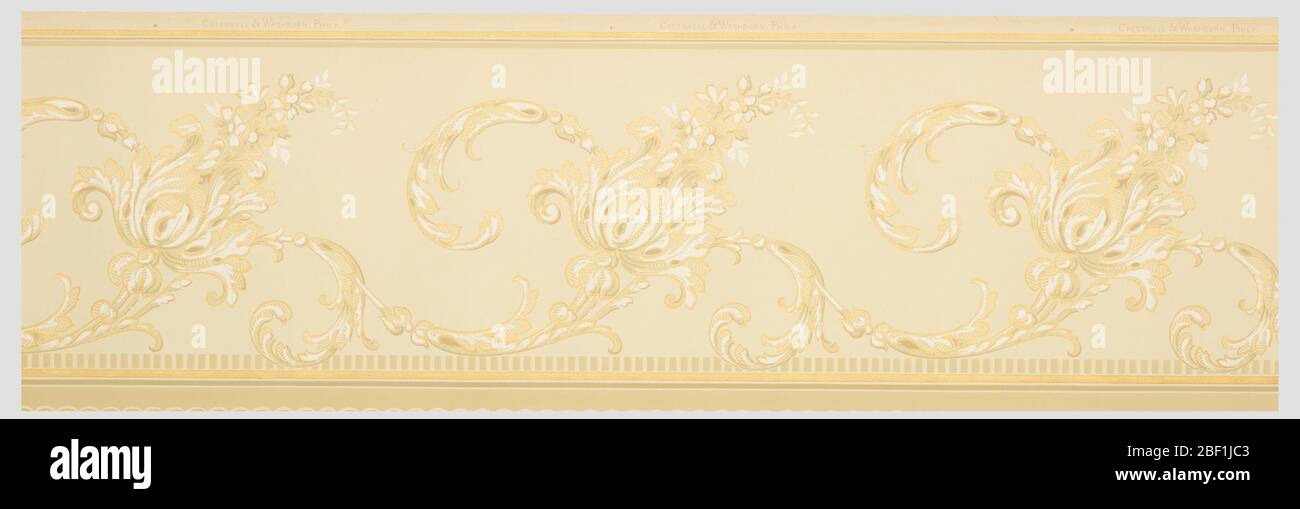 Frieze. A scrolling acanthus leaf and flower design, repetitive in a ...