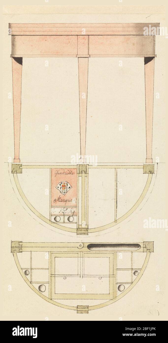 Design for Mechanical Furniture HalfRound Writing Table. A half-round ...