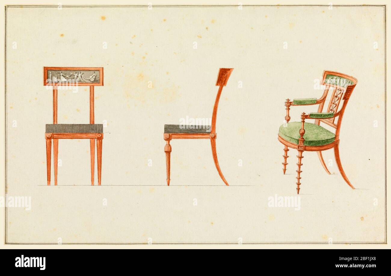 Designs for Three Chairs. Left, back consists of a lightly convex ...