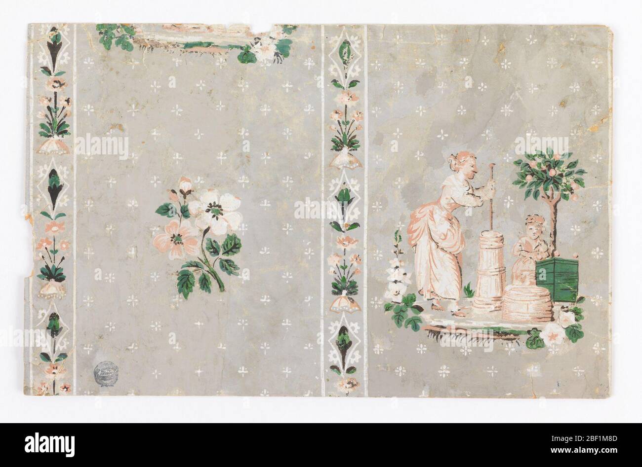 Sidewall. Design divided by narrow vertical stripes composed of small ...