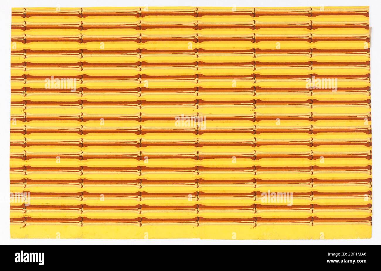 Borders. Parallel strips of brown bamboo, with highlights, on yellow ...
