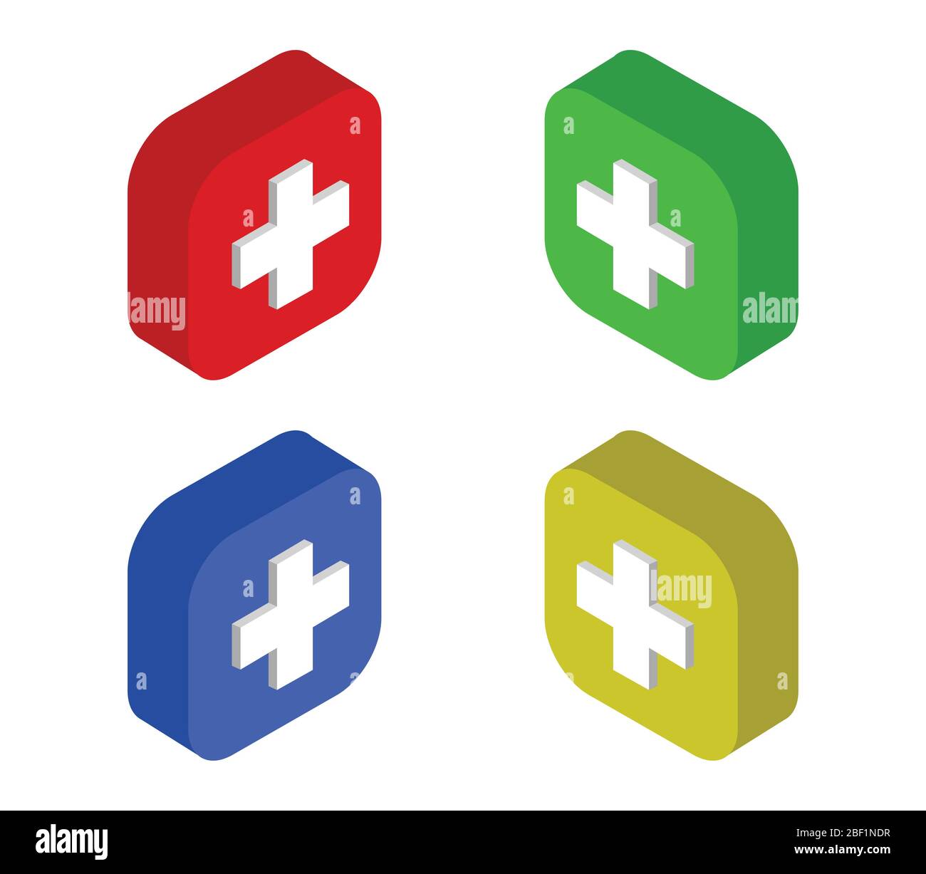isometric medical cross icon illustrated in vector on white background ...
