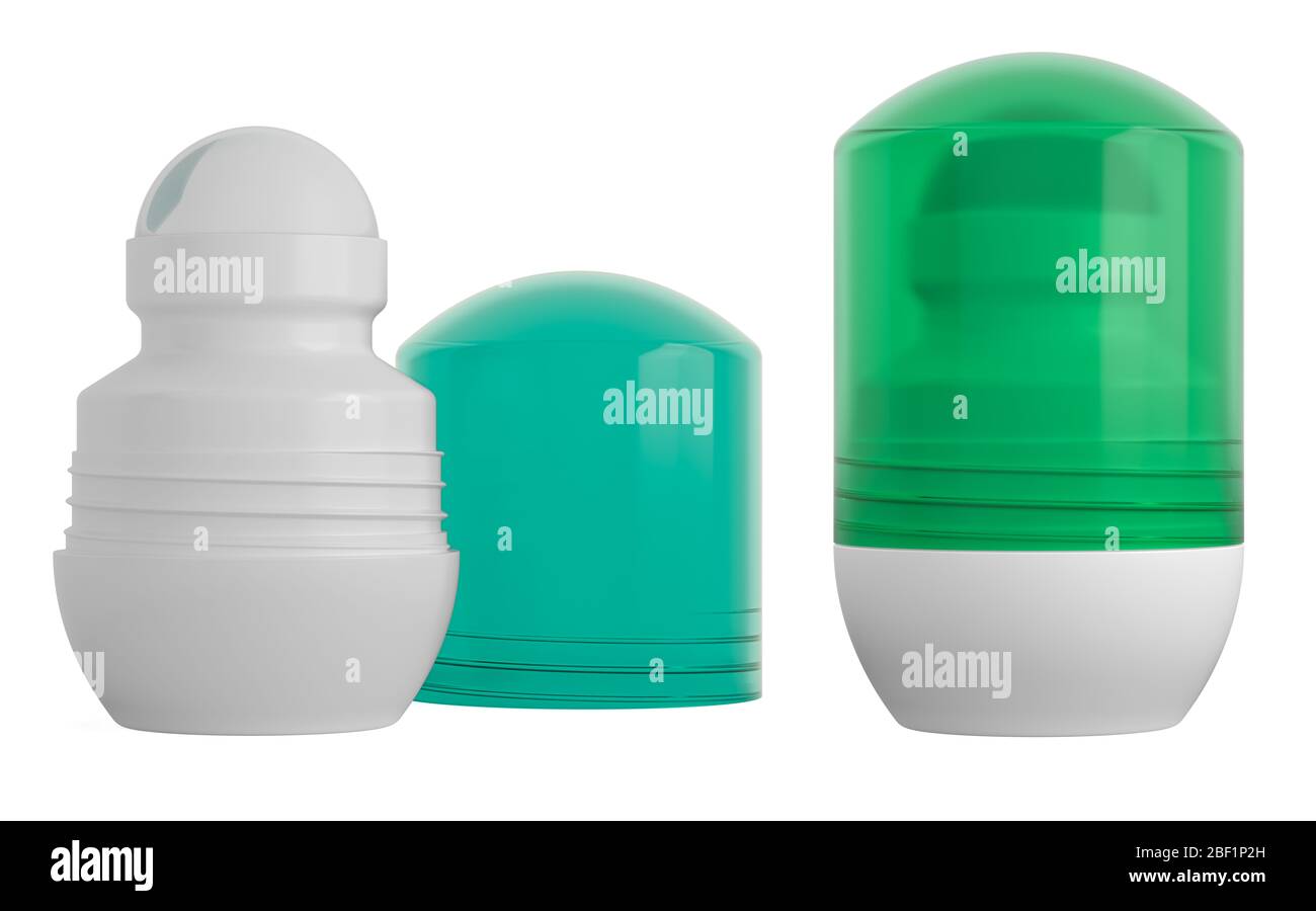 Roll-on Deodorant Bottle Cosmetic with Transparent Cap, mockup. 3D ...