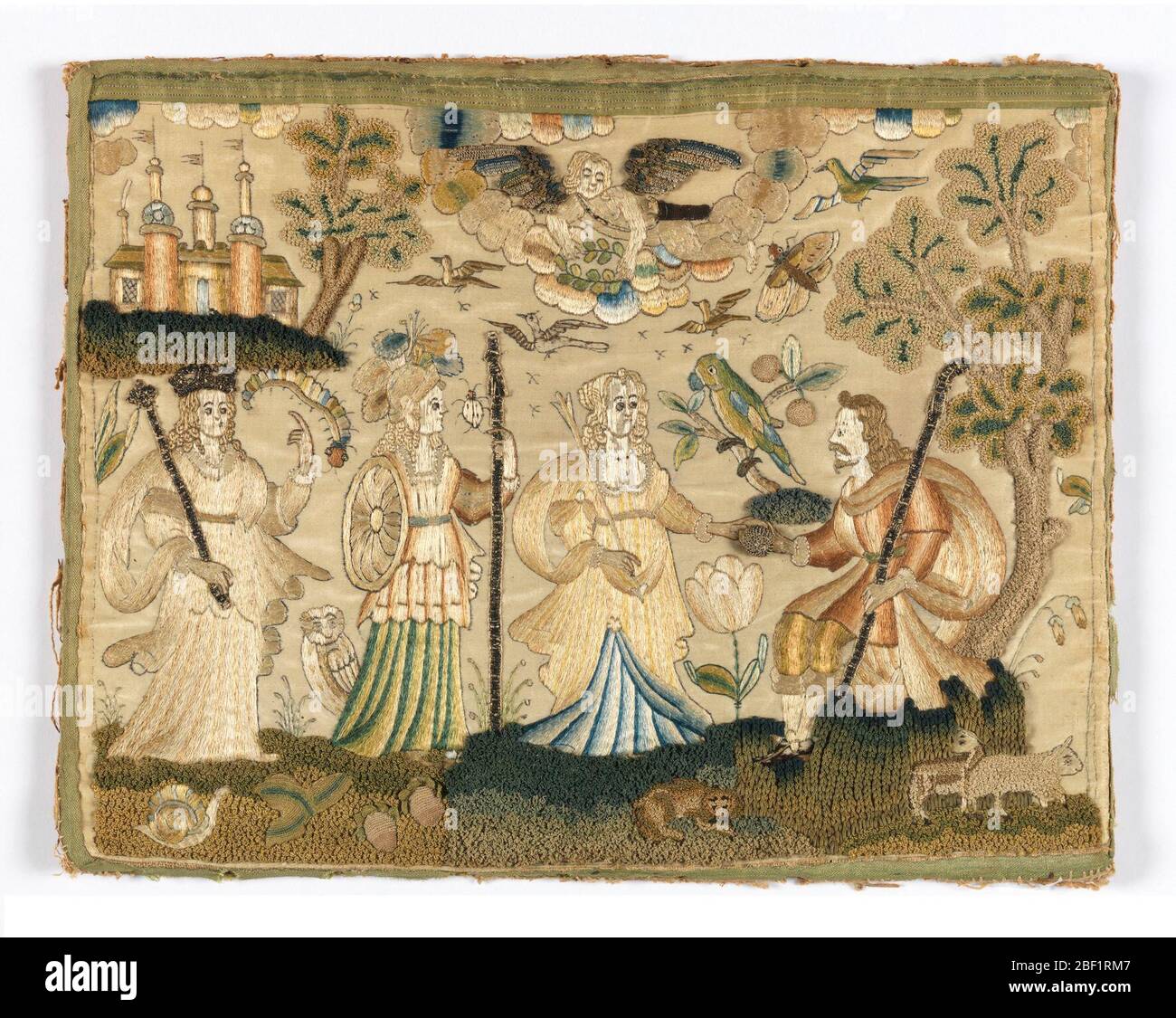 The Judgement of Paris. Seated male figure at the right (Paris) hands ...