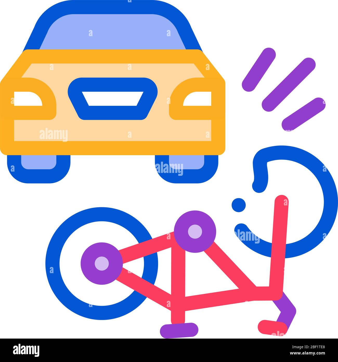 bike and car accident icon vector outline illustration Stock Vector ...