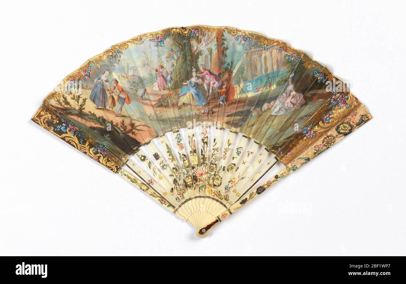 Pleated fan. Pleated fan. Parchment leaf backed with paper. Obverse ...