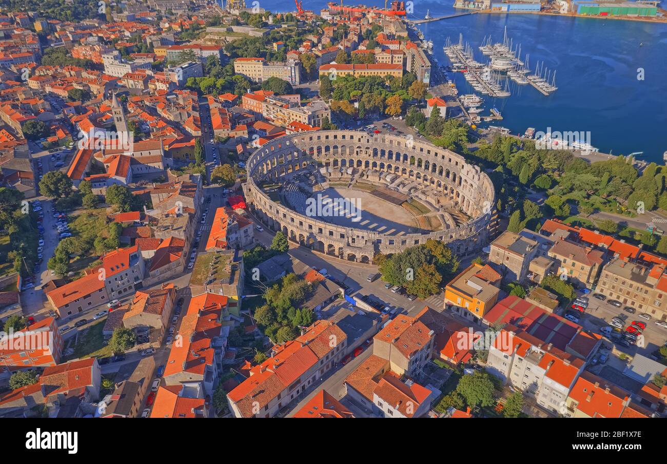 Arena ancient Roman amphitheater in Pula Stock Photo - Alamy