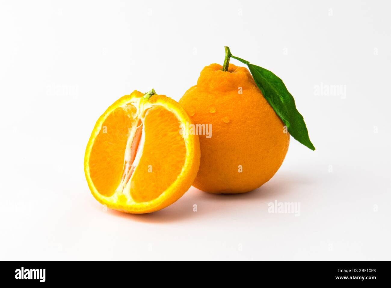 Cross section with fresh orange Hallabong on white background. Fruit ...