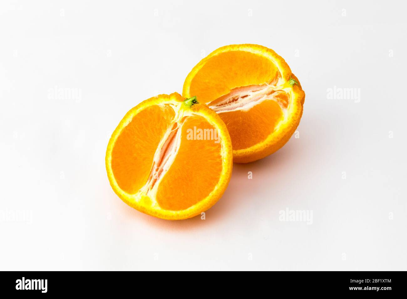 Orange Hallabong cross section on white background. (Korea, Jeju Island ...