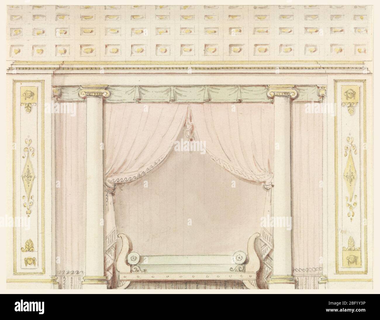 Elevation of a Bedroom Wall. Horizontal rectangle. Wall elevation with ...