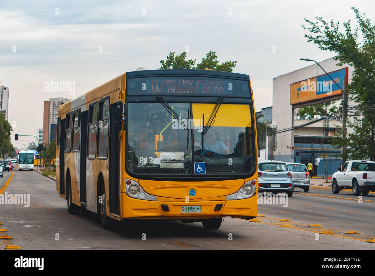 SANTIAGO, CHILE - NOVEMBER 2019: A Transantiago public transport bus in ...