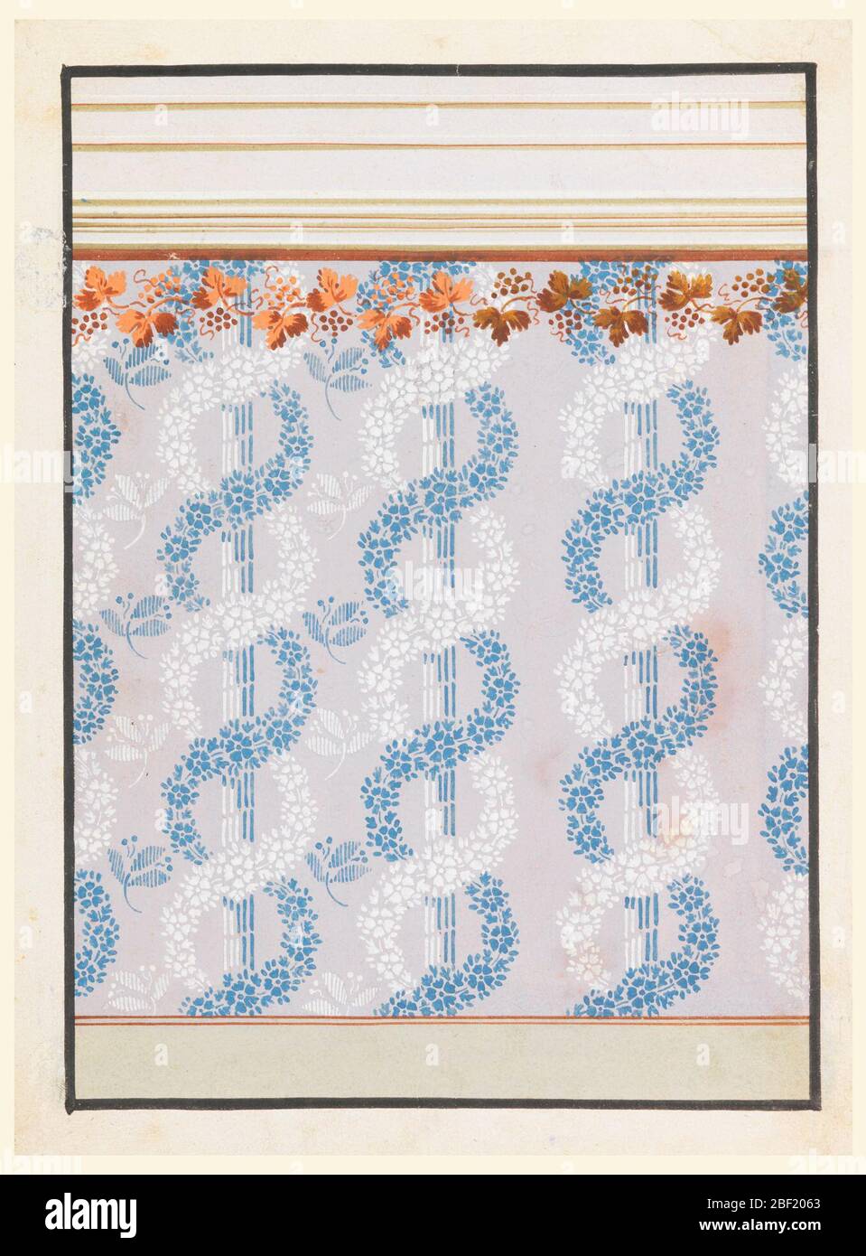 Wallpaper Design. A dado is shown at the bottom, an entablature on top ...