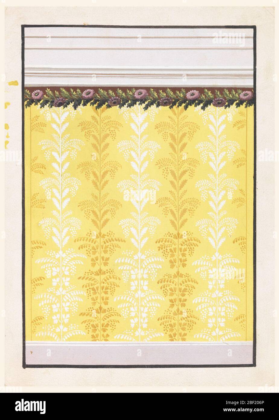 Wallpaper Design. A dado is shown at the bottom, and a entablature on ...