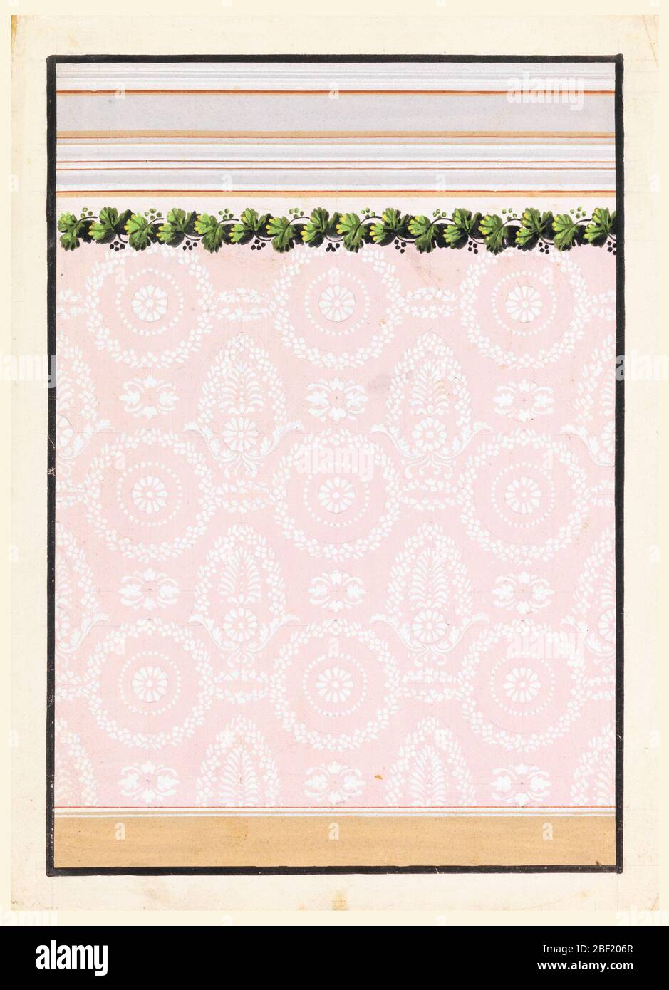 Wallpaper Design. A dado is shown at the bottom, and a high entablature ...