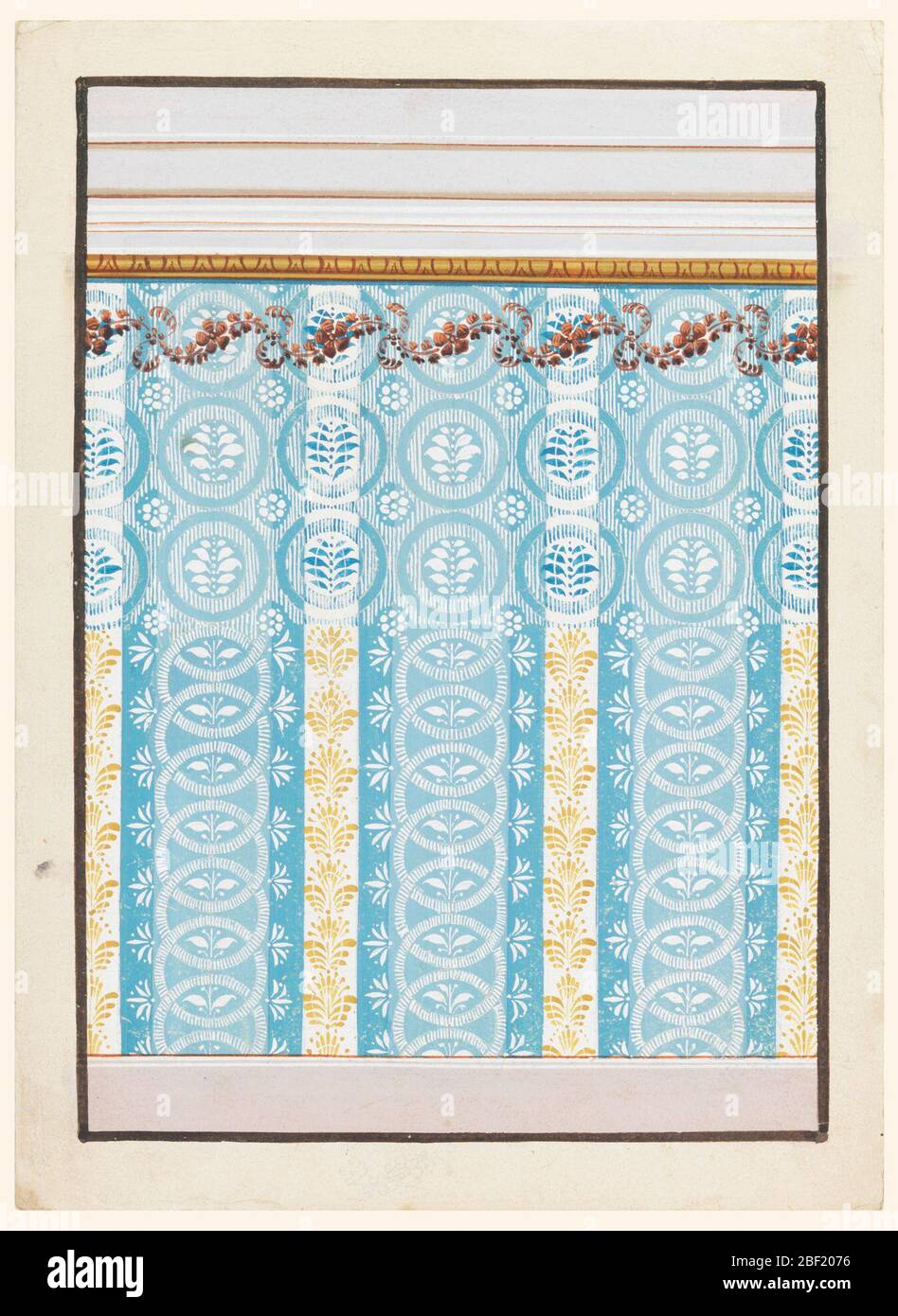 Wallpaper Design. A dado is shown at the bottom, an entablature with a ...