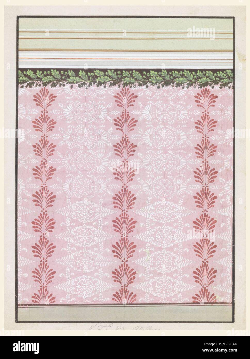 Wallpaper Design. A dado is shown at the bottom, and a high entablature ...