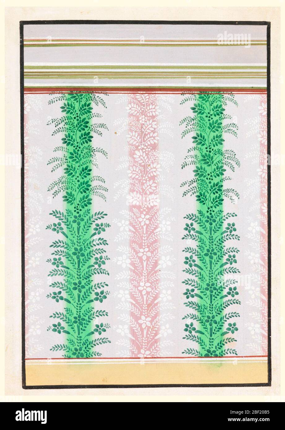 Wallpaper Design. A dado is shown at the bottom, an entablature on top ...