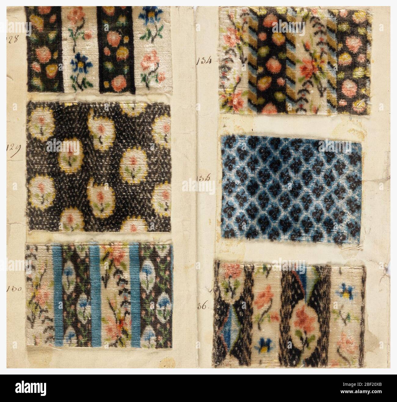Samples. Six manufacturer's samples of velvets for men's waistcoats ...
