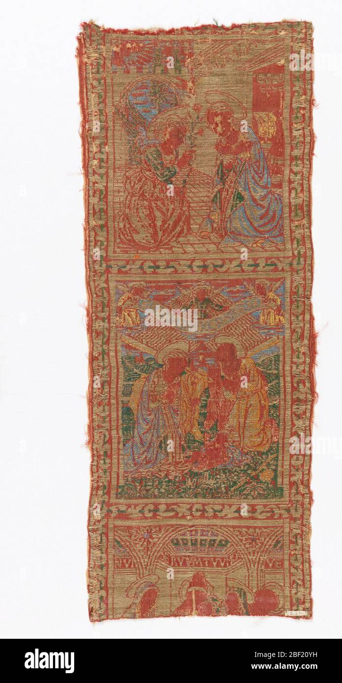Orphrey band. Band divided into rectangles; the top one showing the ...