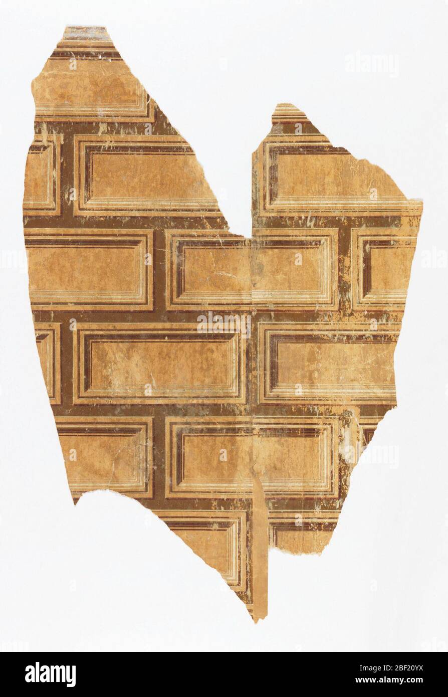 Sidewall. Brown, rust and white on tan grounded paper. Large brick-like ...