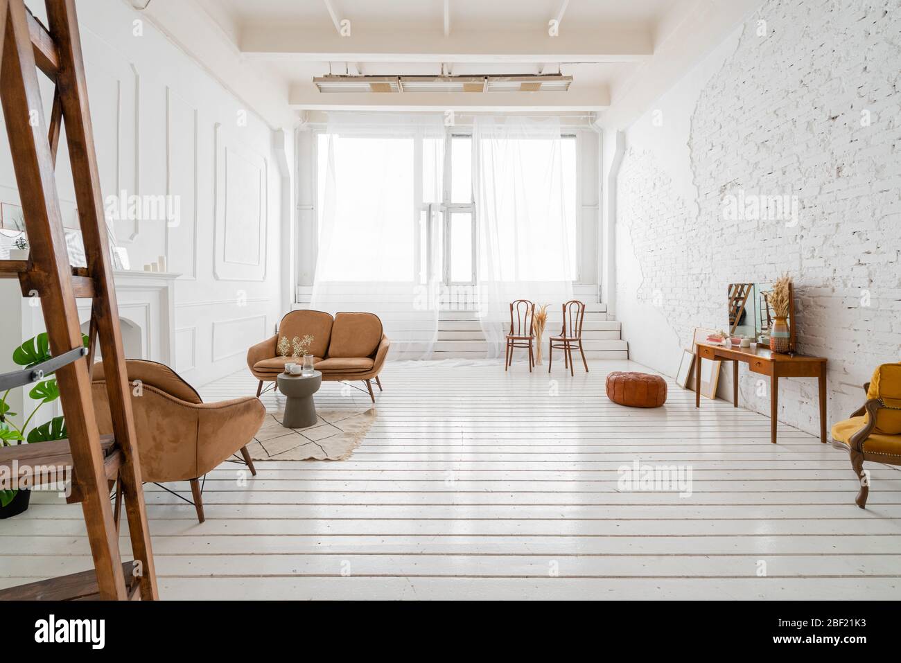 Interior photo Studio. Morning in light interior. Bright and clean ...