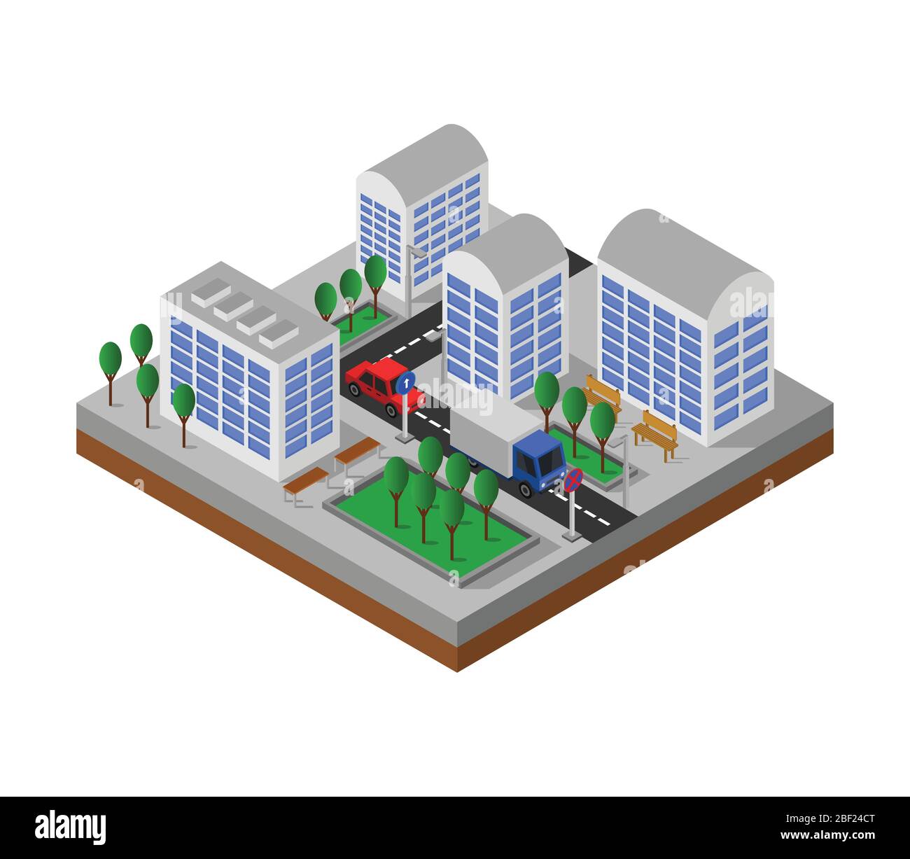 isometric city icon illustrated in vector on white background Stock ...