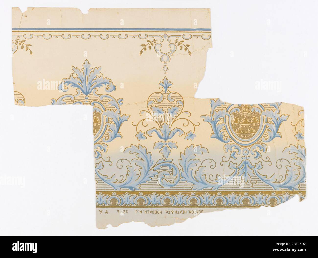 Frieze. Foliate bandings, shield-like ornaments in shades of blue ...