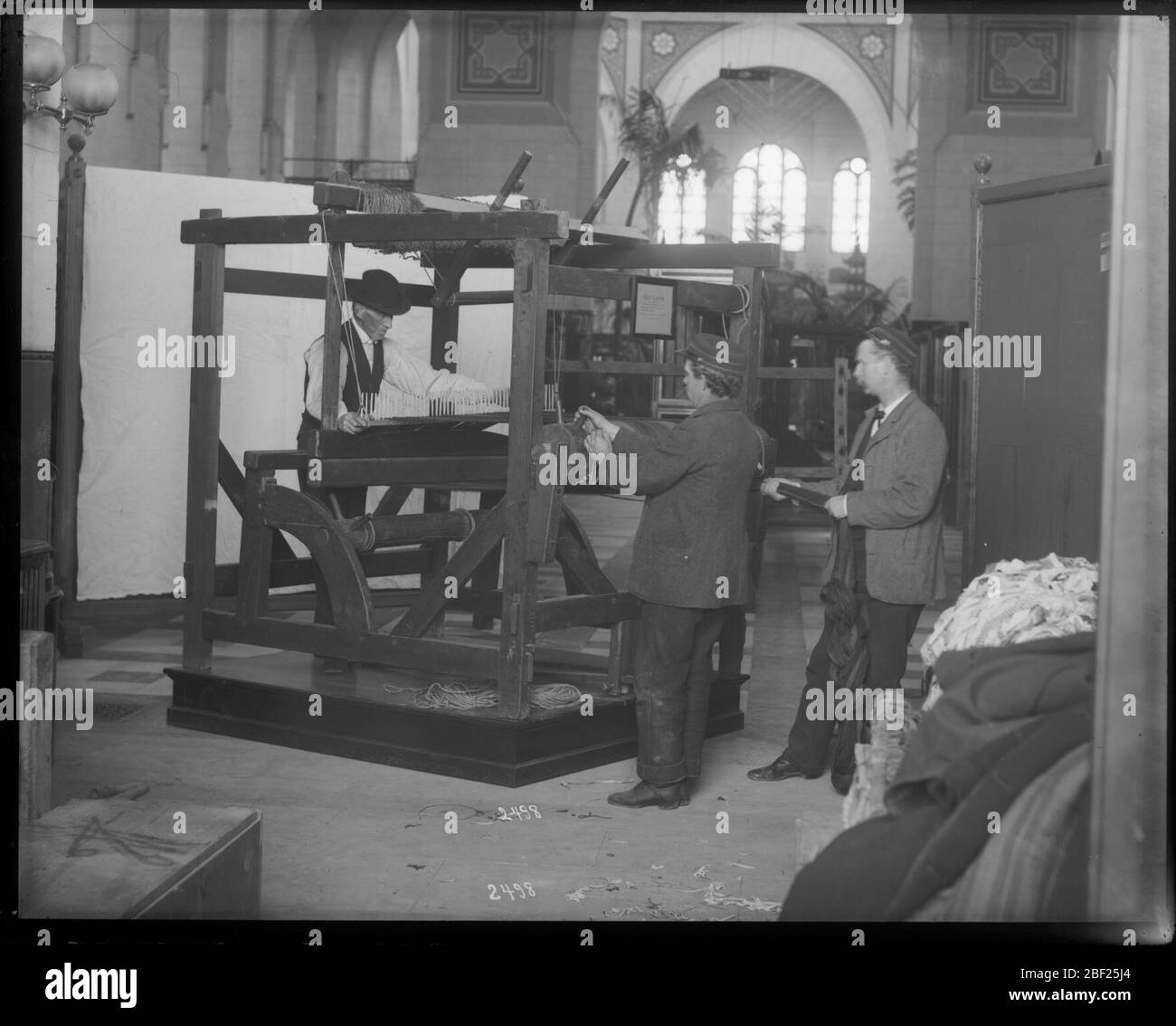 Old Loom Exhibit in the United States National Museum. Three ...