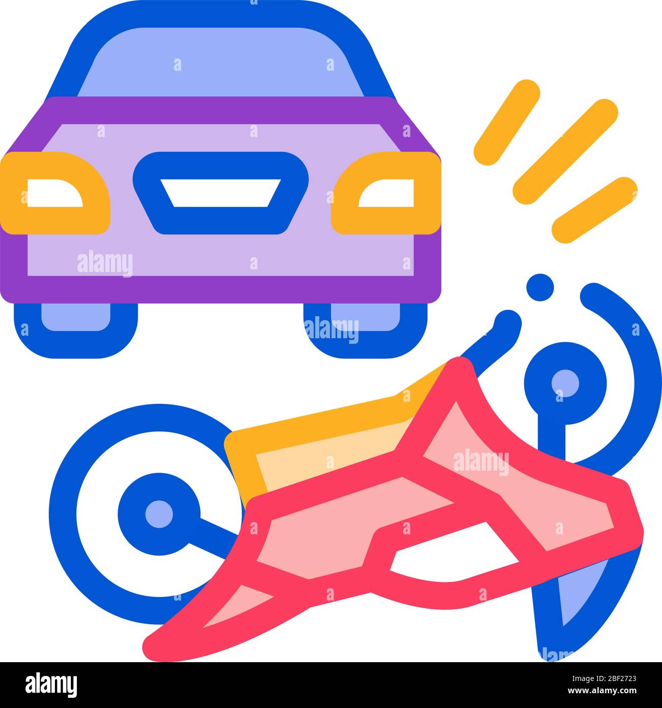 motorcycle hit by car icon vector outline illustration Stock Vector ...