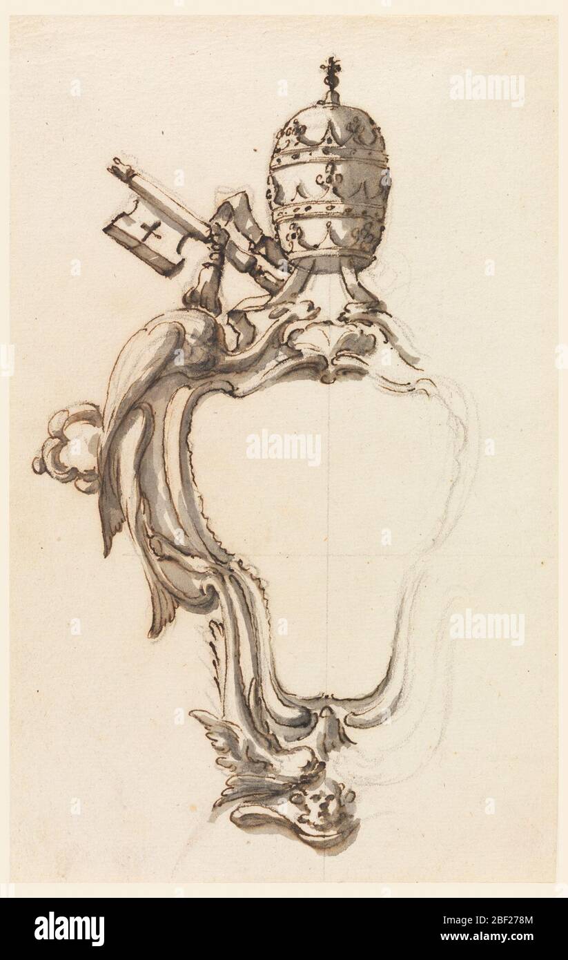 A Papal escutcheon. Most of the right half is roughly sketched ...