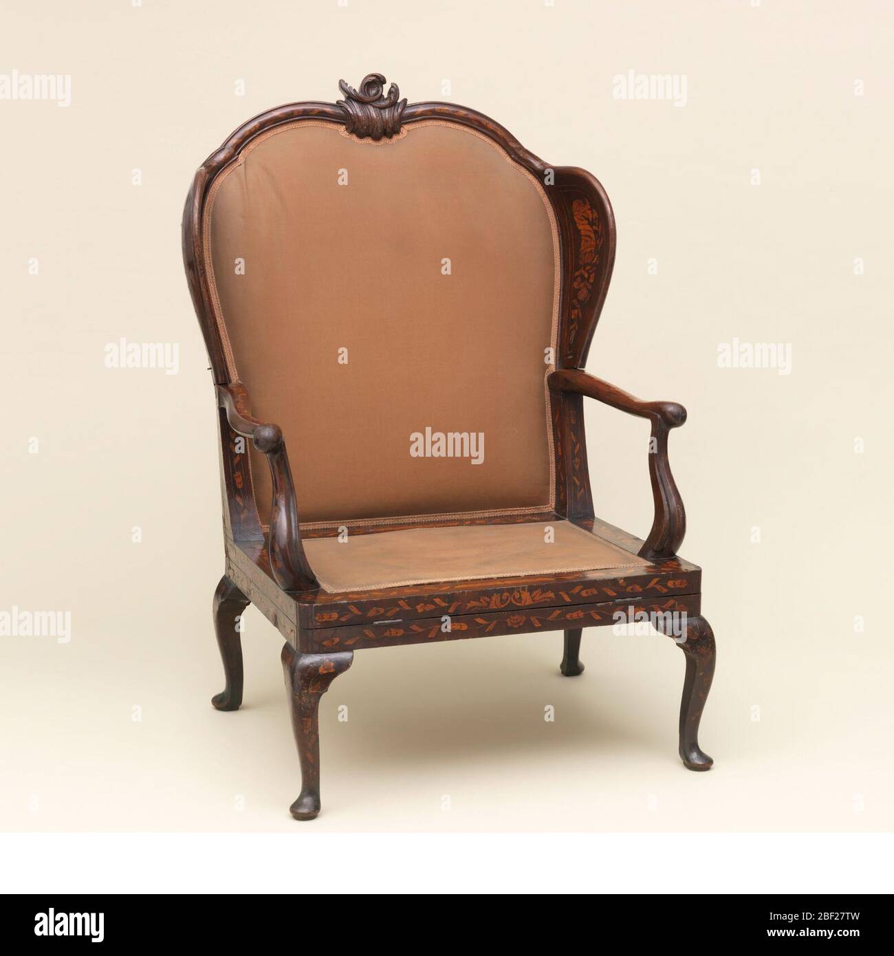 Dutch mahogany metamorphic wingbacked folding bed chair. Double arched ...