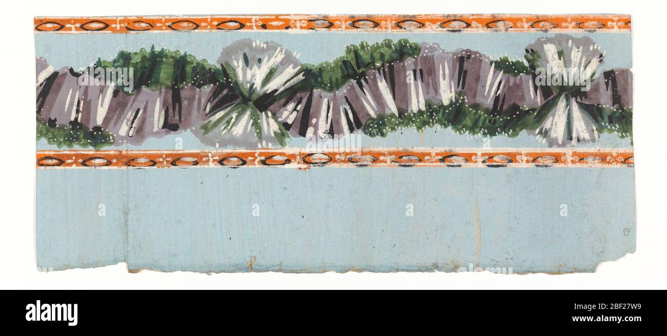 Border. Between two narrow bands simulating molding is a ribbon ...