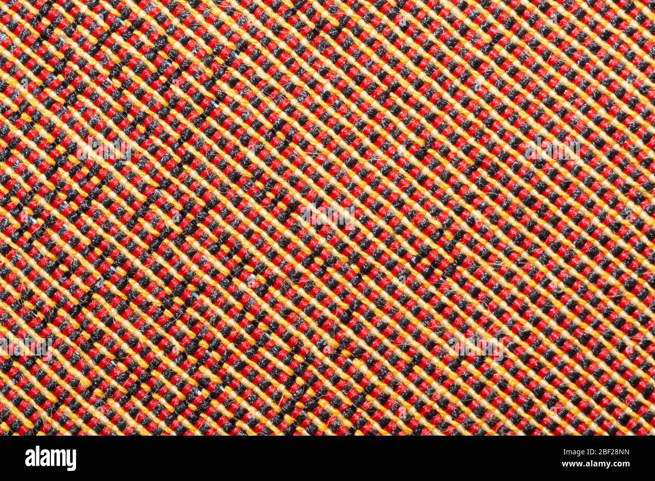 Fabric texture with red threads macro. textile background extremely ...