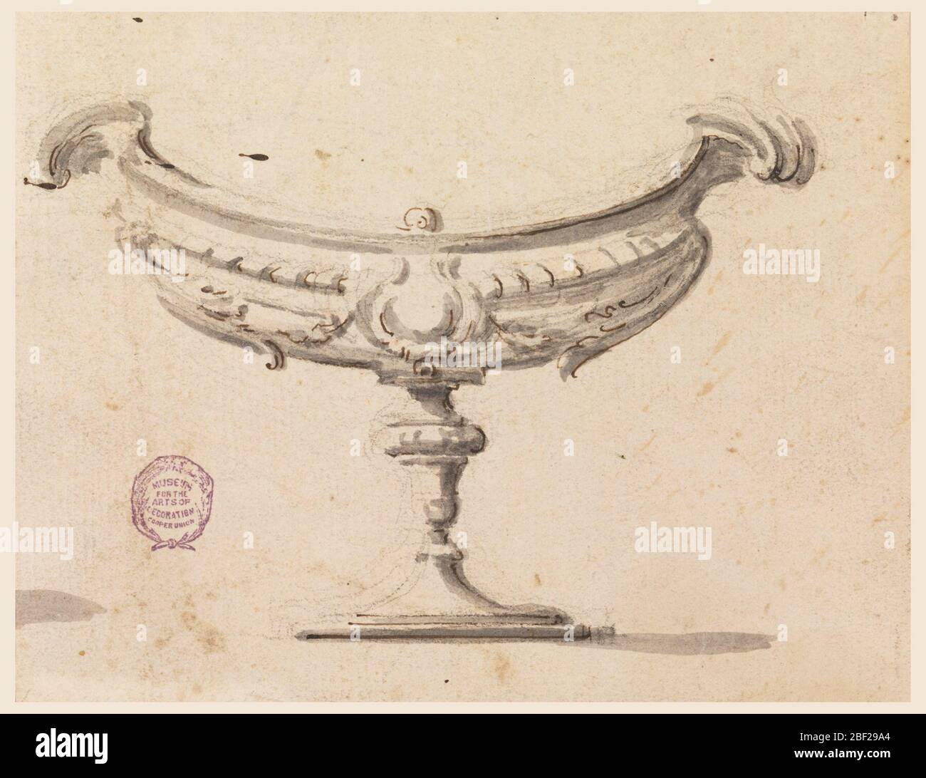 Design for an Incense Boat. Shown in full length, an empty escutcheon ...