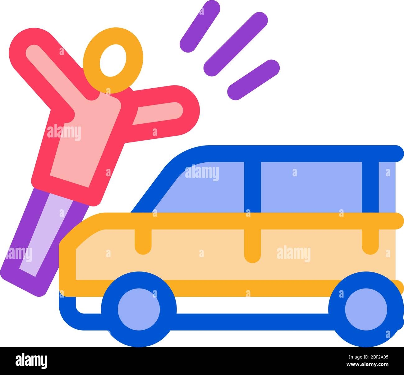 pedestrian hit by car icon vector outline illustration Stock Vector ...