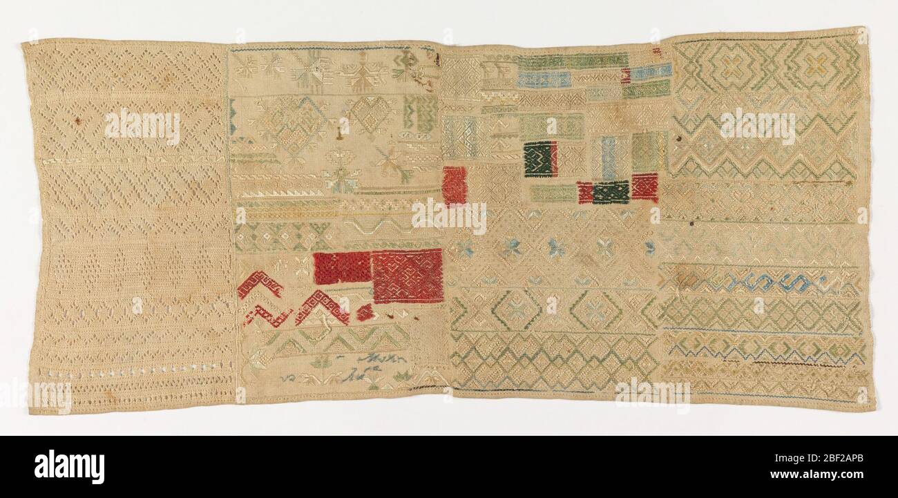 Sampler. Sampler divided vertically into quadrants; three show ...
