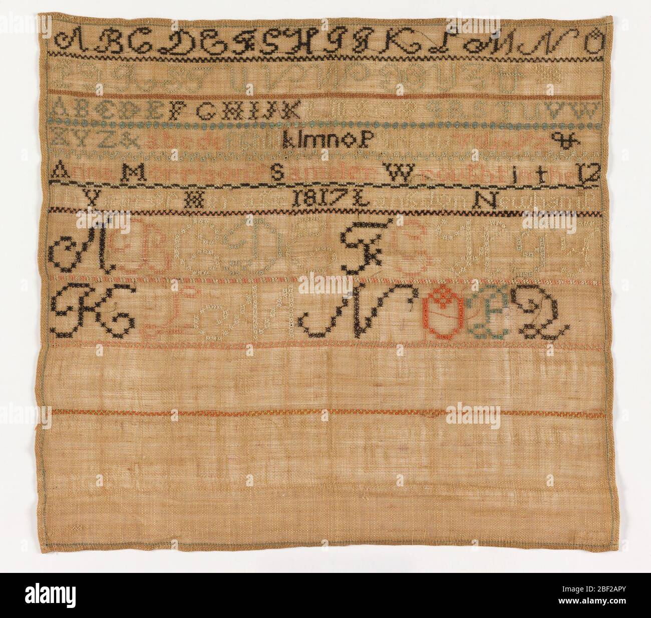 Sampler. Three small alphabets in the upper register, followed by the ...