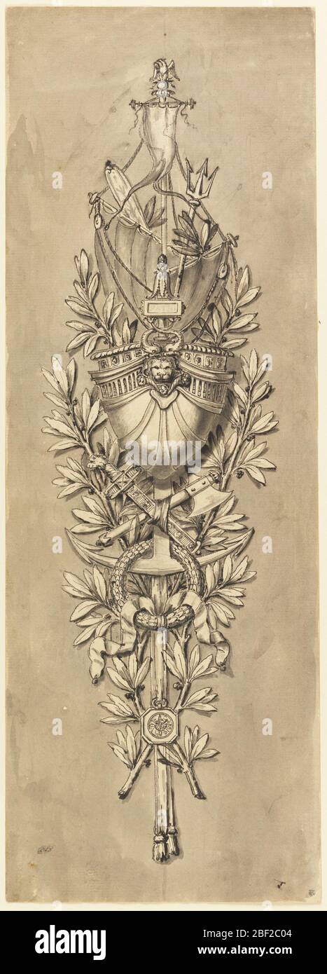 Design for a Marine Trophy. The stern of a sail ship with the ...