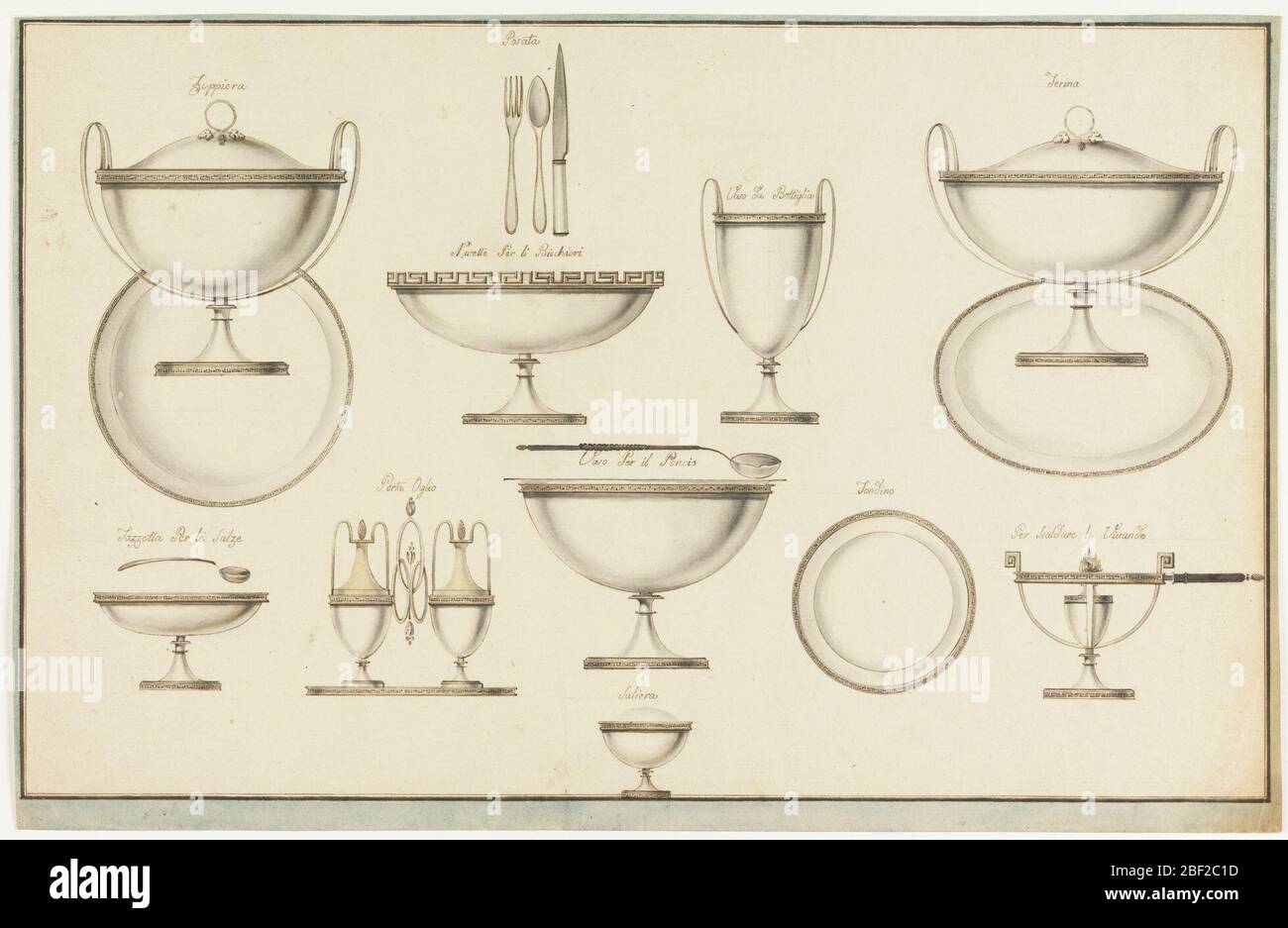 Project for a Set of Tableware. Designs for dishes, eleven groupings in ...