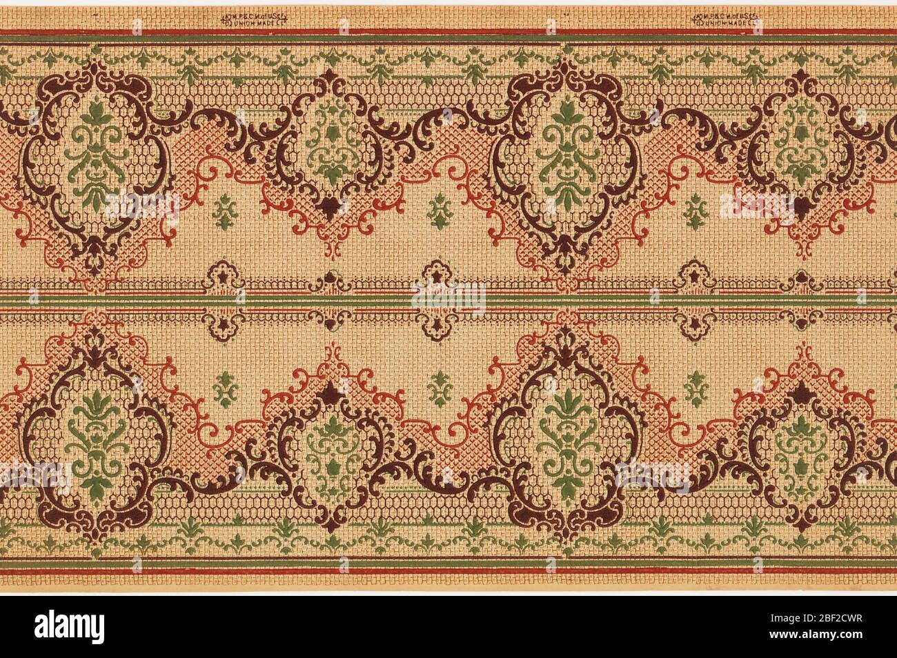 Frieze. Alternating large and small medallions on a simulated textile ...