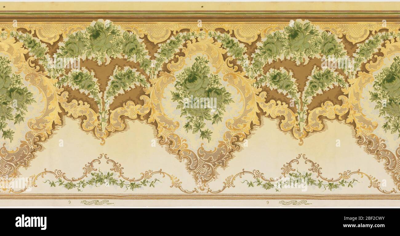 Frieze. Large medallions with bouquets of flowers in the center and ...
